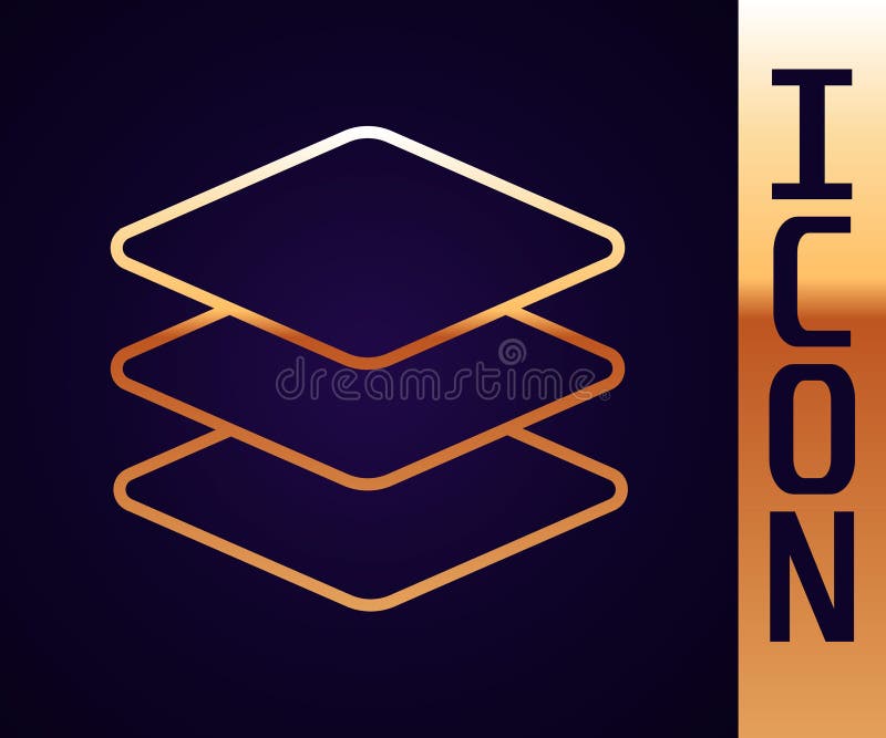 Gold Line Layers Icon Isolated on Black Background. Vector Stock ...