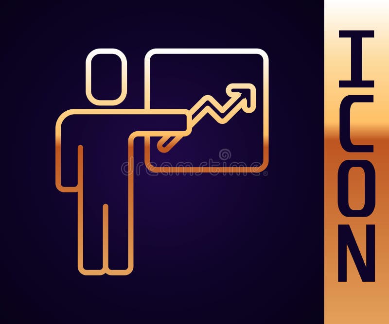 Gold Line Leader of a Team of Executives Icon Isolated on Black ...