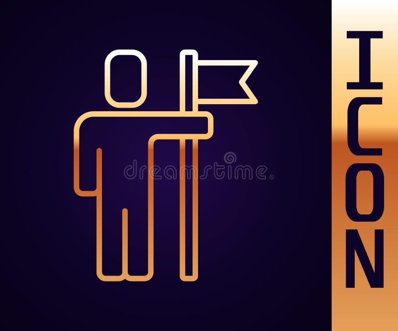 Gold Line Leader of a Team of Executives Icon Isolated on Black ...