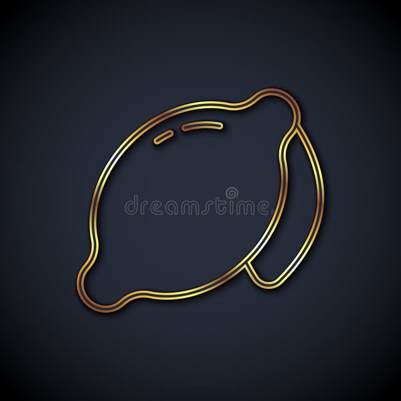 Gold Line Lemon Icon Isolated on Black Background. Vector Stock Vector ...