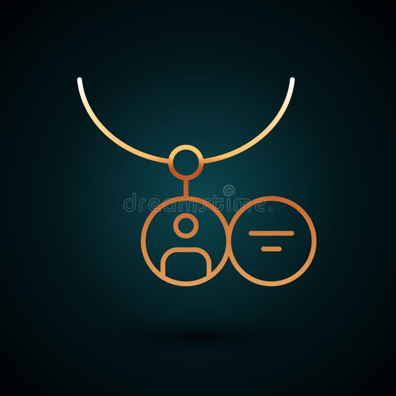 Gold Line Locket on Necklace Icon Isolated on Dark Blue Background ...