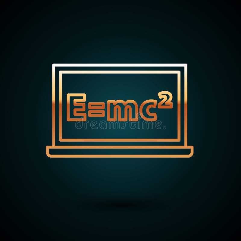 Gold Line Math System of Equation Solution on Chalkboard Icon Isolated ...
