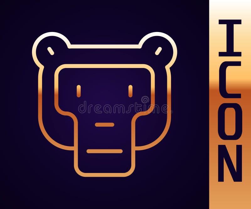Gold Line Monkey Icon Isolated on Black Background. Animal Symbol Stock ...