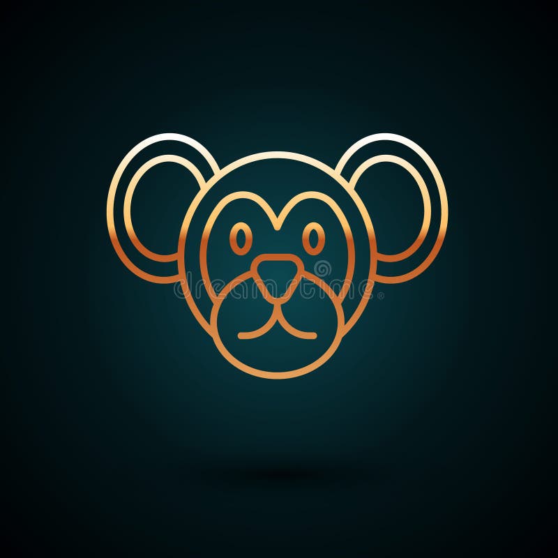 Gold Line Monkey Icon Isolated on Dark Blue Background. Animal Symbol ...