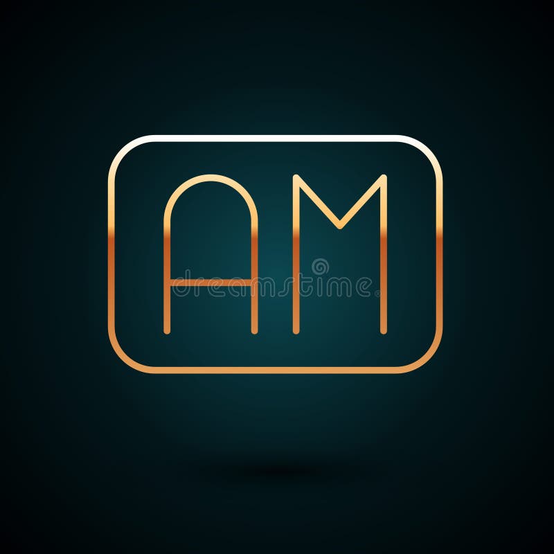 Gold Line Morning Time Icon Isolated on Dark Blue Background. Time ...