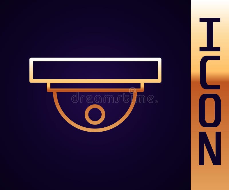 Gold Line Motion Sensor Icon Isolated on Black Background Stock Vector ...