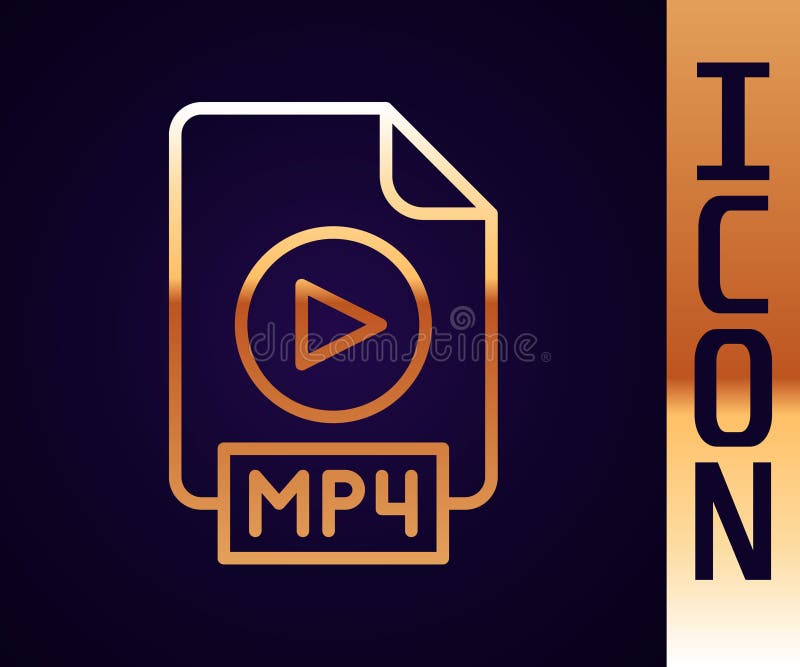 Gold Line MP4 File Document. Download Mp4 Button Icon Isolated on Black ...