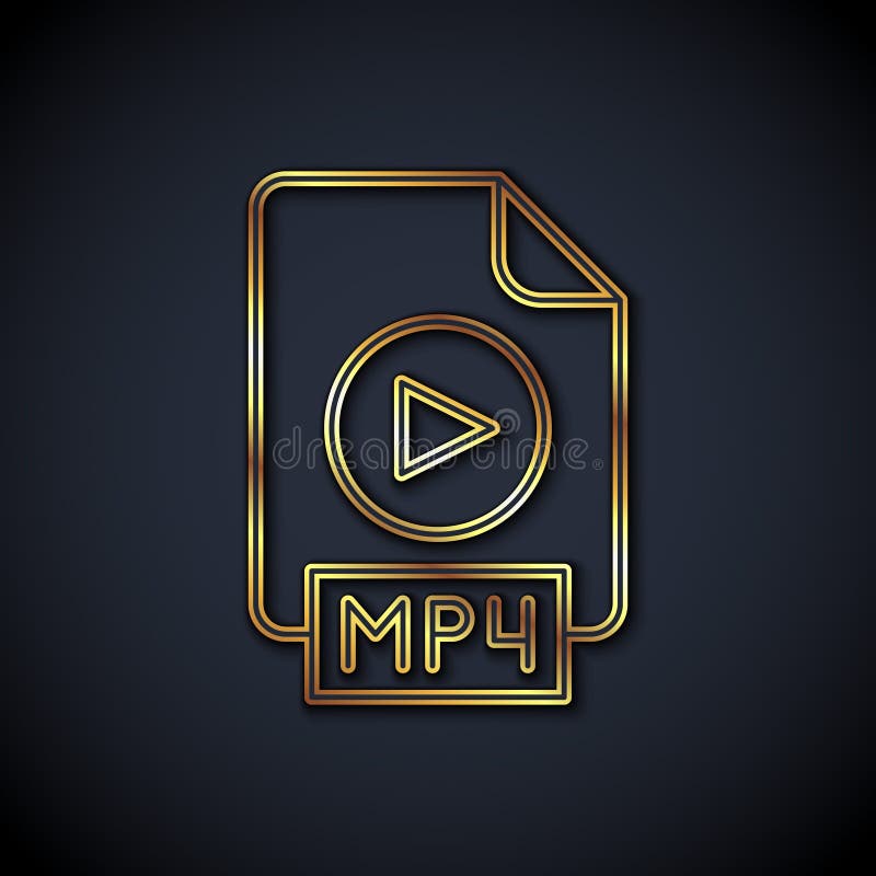Gold Line MP4 File Document. Download Mp4 Button Icon Isolated on Black ...