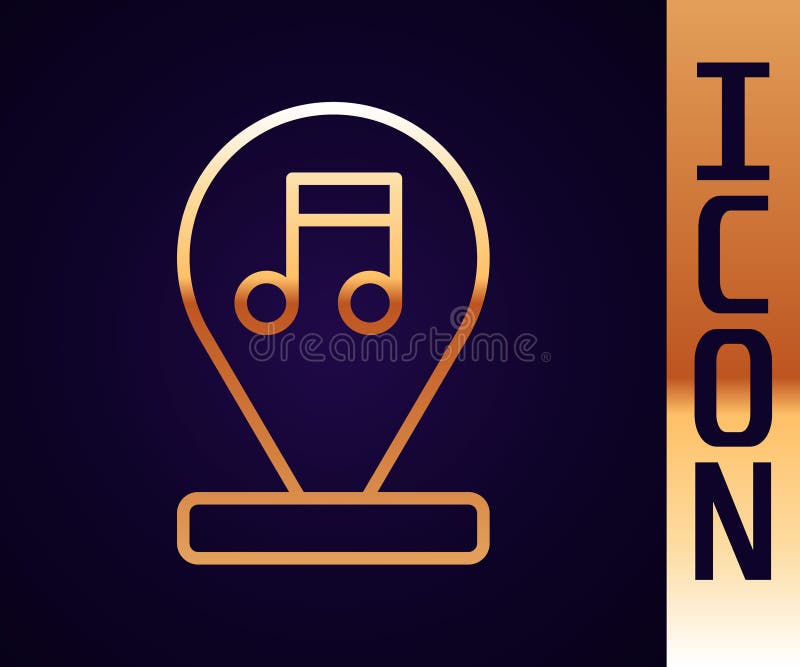 Gold Line Music Note, Tone Icon Isolated on Black Background. Vector ...