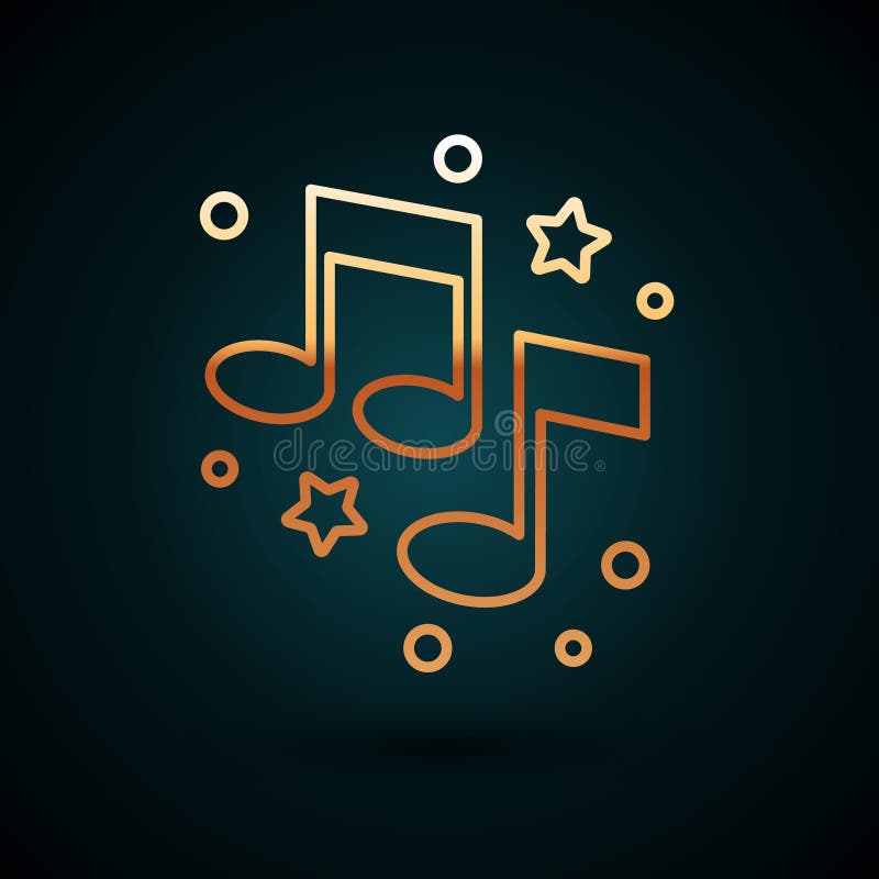 Gold Line Music Note, Tone Icon Isolated on Dark Blue Background ...