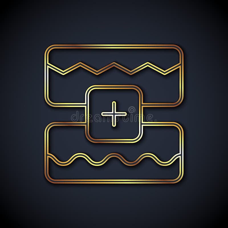 Gold Line Music Wave Equalizer Icon Isolated on Black Background. Sound ...