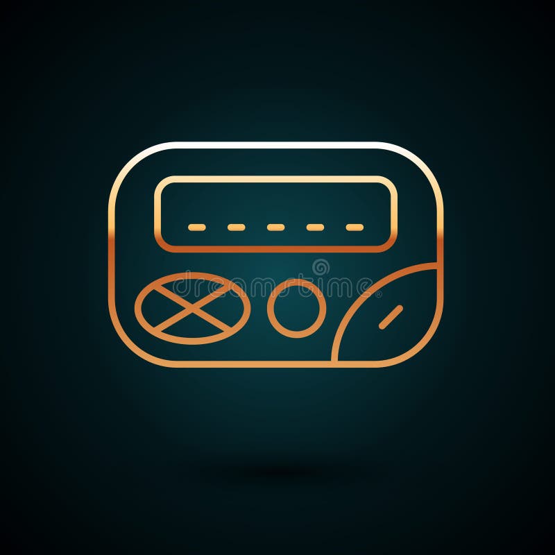 Gold Line Pager Icon Isolated on Dark Blue Background. Vintage 1990s ...