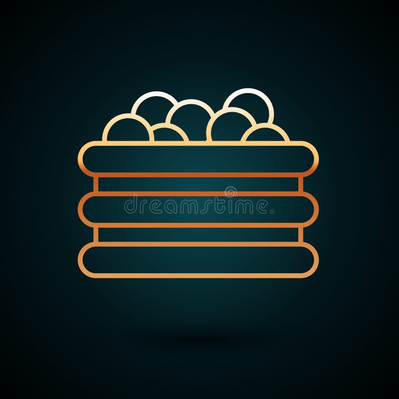 Gold Line Pool with Balls Icon Isolated on Dark Blue Background. Vector ...