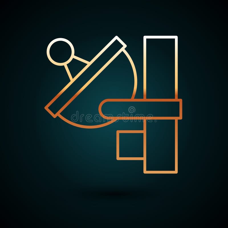 Gold Line Radar Icon Isolated on Dark Blue Background. Search System ...