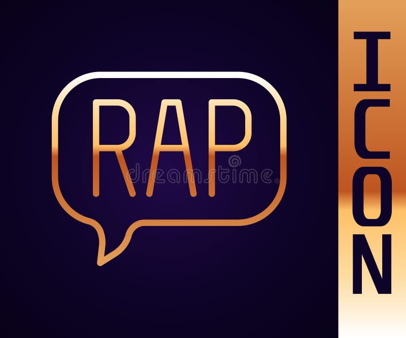 Gold Line Rap Music Icon Isolated on Black Background. Vector Stock ...