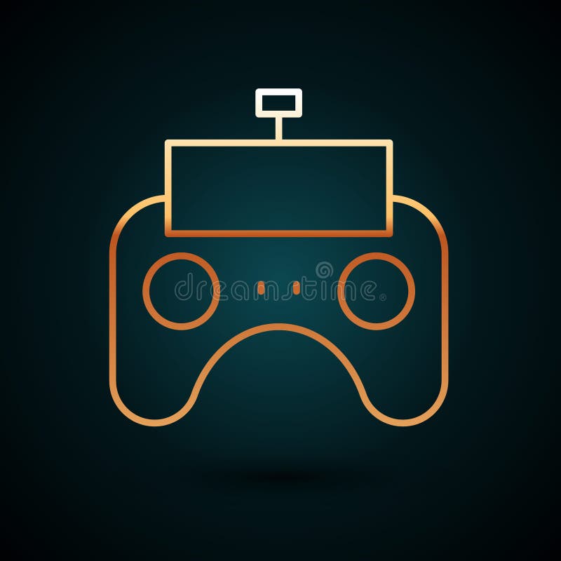 Gold Line Remote Control Icon Isolated on Dark Blue Background. Vector ...