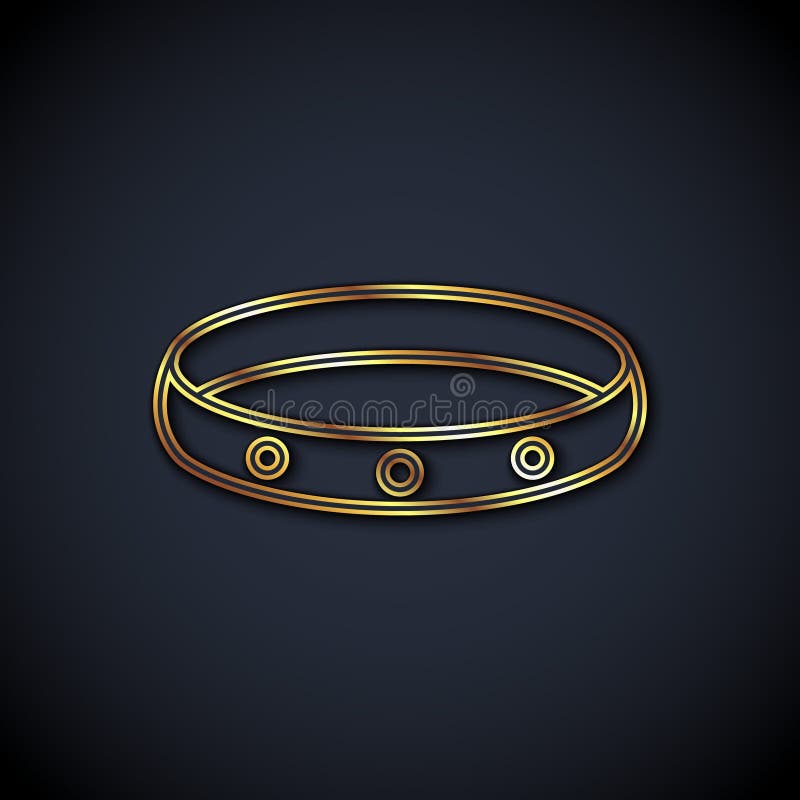 Gold Line Shield Voice Recognition Icon Isolated on Black Background ...