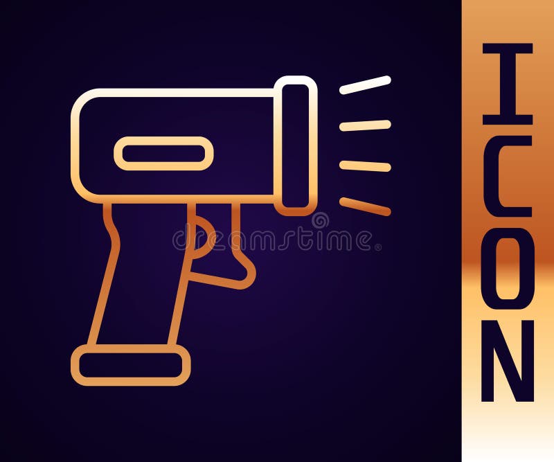 Gold Line Scanner Scanning Bar Code Icon Isolated on Black Background ...