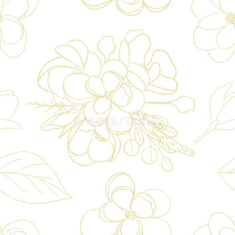 Magnolia Border White Gold Stock Illustrations – 150 Magnolia Border ...