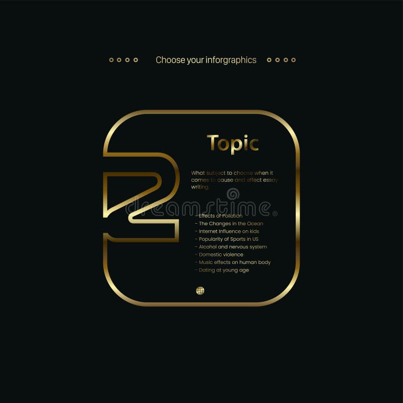 Gold Line Shape of Number Two, Luxury Infographic Vector Design, 2 ...