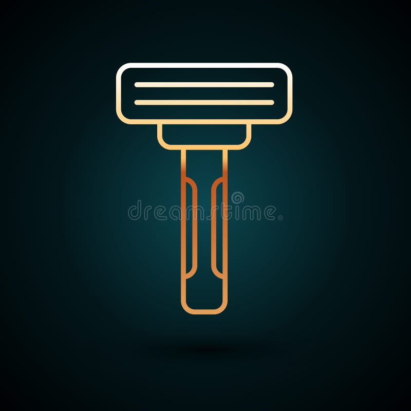 Gold Line Shaving Razor Icon Isolated on Dark Blue Background. Vector ...