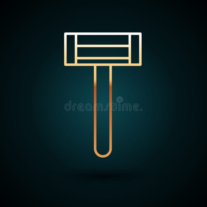 Gold Line Shaving Razor Icon Isolated on Dark Blue Background. Vector ...