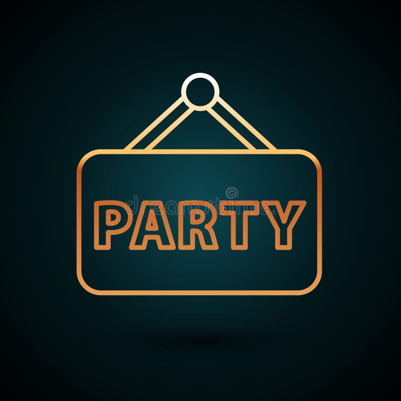 Gold Line Signboard Party Icon Isolated on Dark Blue Background. Vector ...