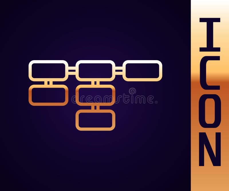 Gold Line Site Map Icon Isolated on Black Background. Vector Stock ...