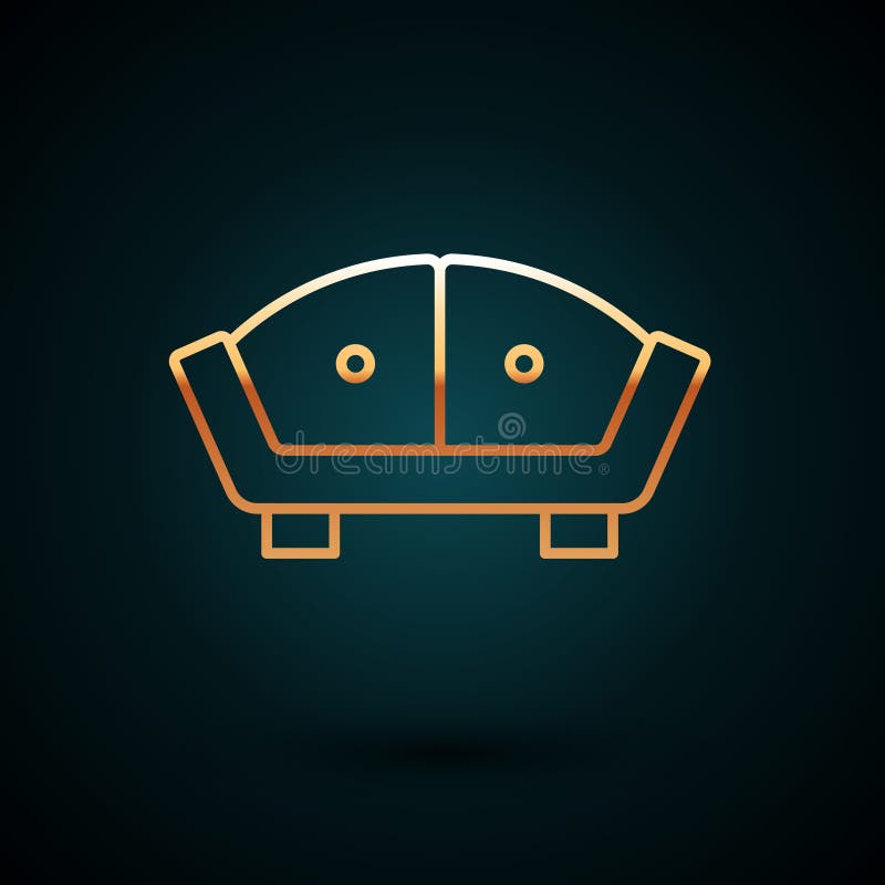Gold Line Sofa Icon Isolated on Dark Blue Background. Vector Stock ...