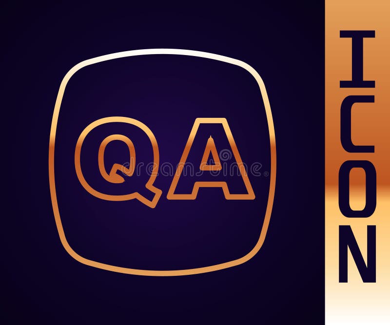 Gold Line Speech Bubbles with Question and Answer Icon Isolated on ...