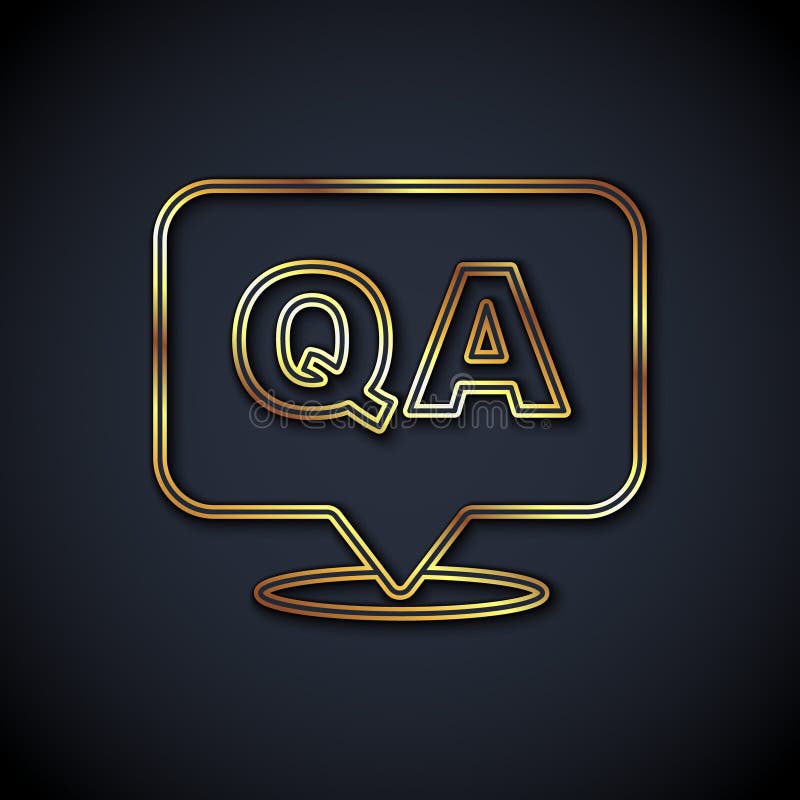 Gold Line Speech Bubbles with Question and Answer Icon Isolated on ...
