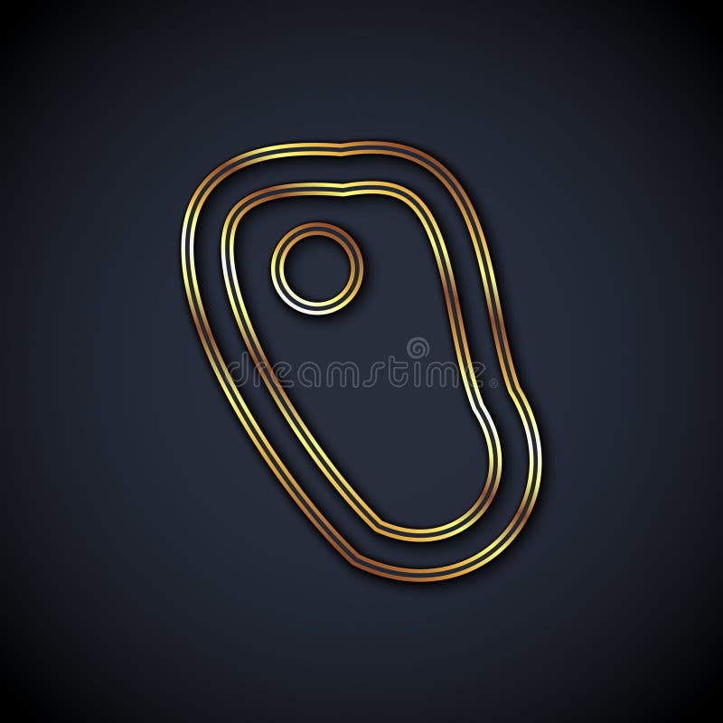 Gold Line Steak Meat Icon Isolated on Black Background. Vector Stock ...