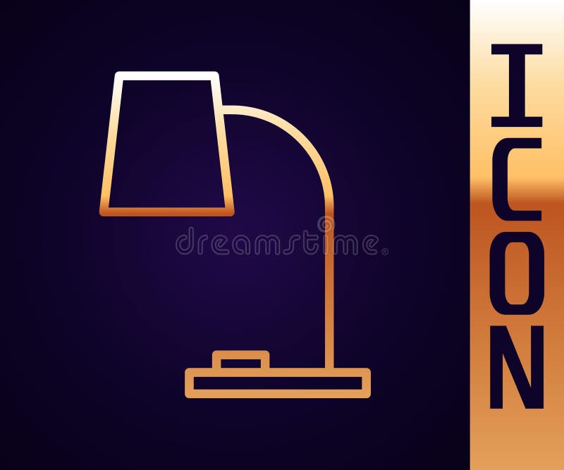 Gold Line Table Lamp Icon Isolated on Black Background. Table Office ...