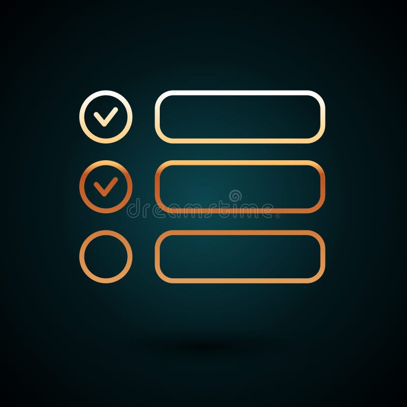 Gold Line Task List Icon Isolated on Dark Blue Background. Control List ...