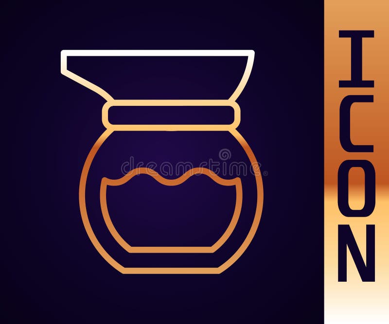 Gold Line Teapot Icon Isolated on Black Background. Vector Stock Vector ...