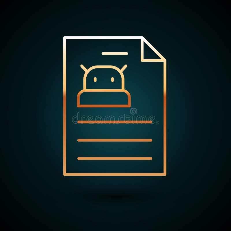 Gold Line Technical Specification Icon Isolated on Dark Blue Background ...