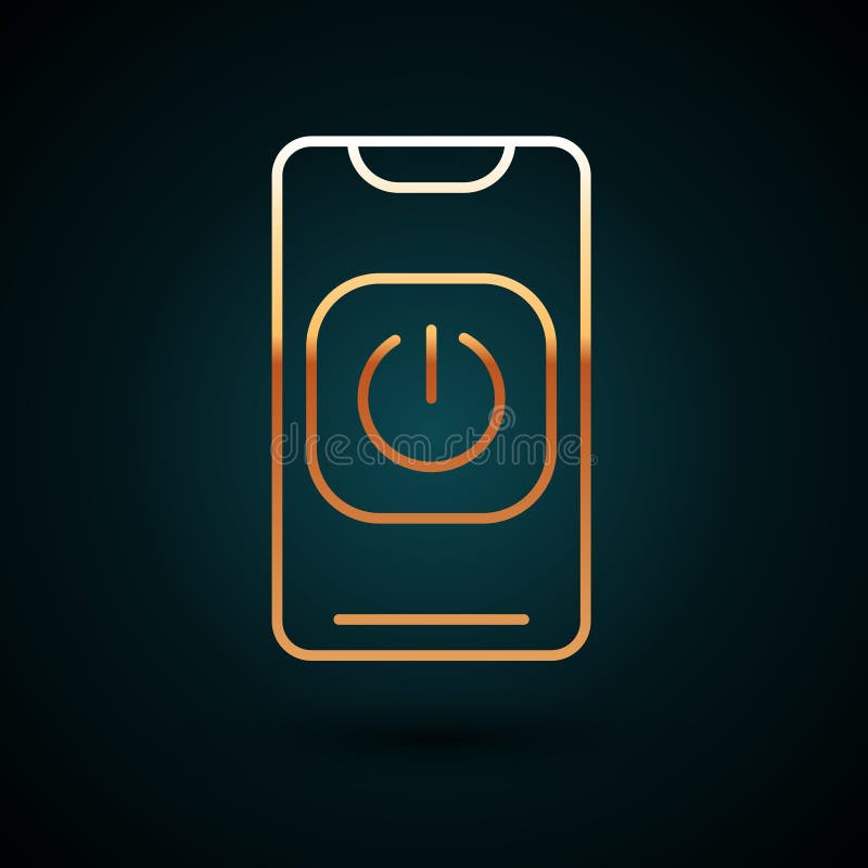 Gold Line Turn Off Robot from Phone Icon Isolated on Dark Blue ... Gold Line Turn Off Robot from Phone Icon Isolated on Dark Blue ...