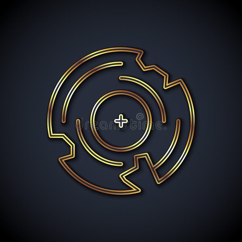 Gold Line Vinyl Disk Icon Isolated on Black Background. Vector Stock ...