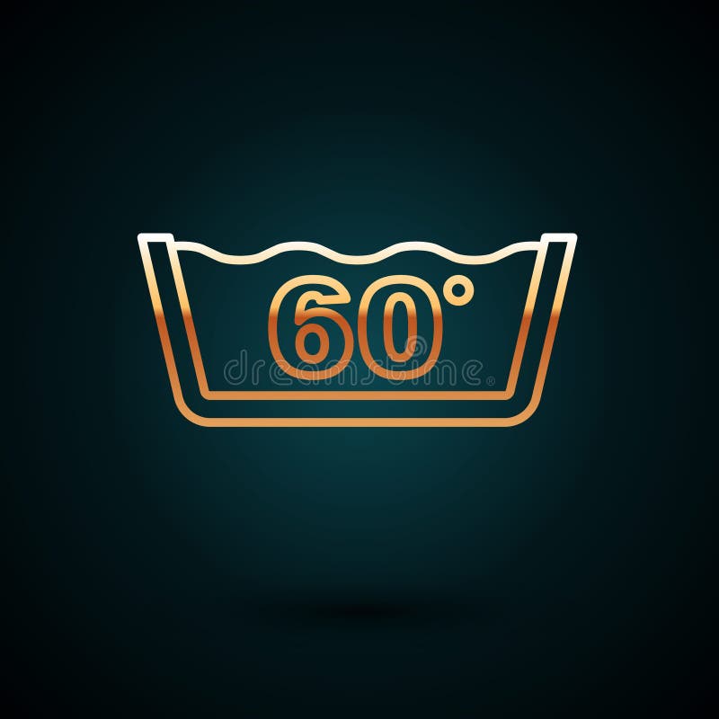 Gold Line Washing Under 60 Degrees Celsius Icon Isolated on Dark Blue ...