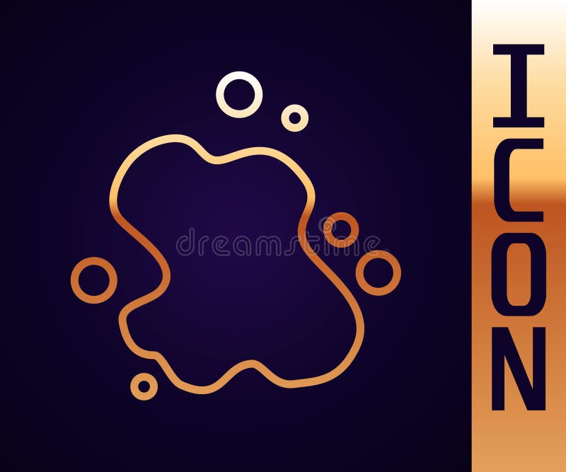 Gold Line Water Spill Icon Isolated on Black Background. Vector Stock ...