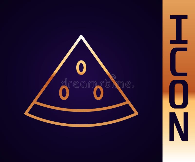 Gold Line Watermelon Icon Isolated Gold Line Background. Vector Stock ...