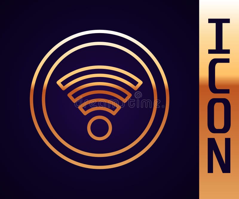 Gold Line Wi-Fi Wireless Internet Network Symbol Icon Isolated on Black ...