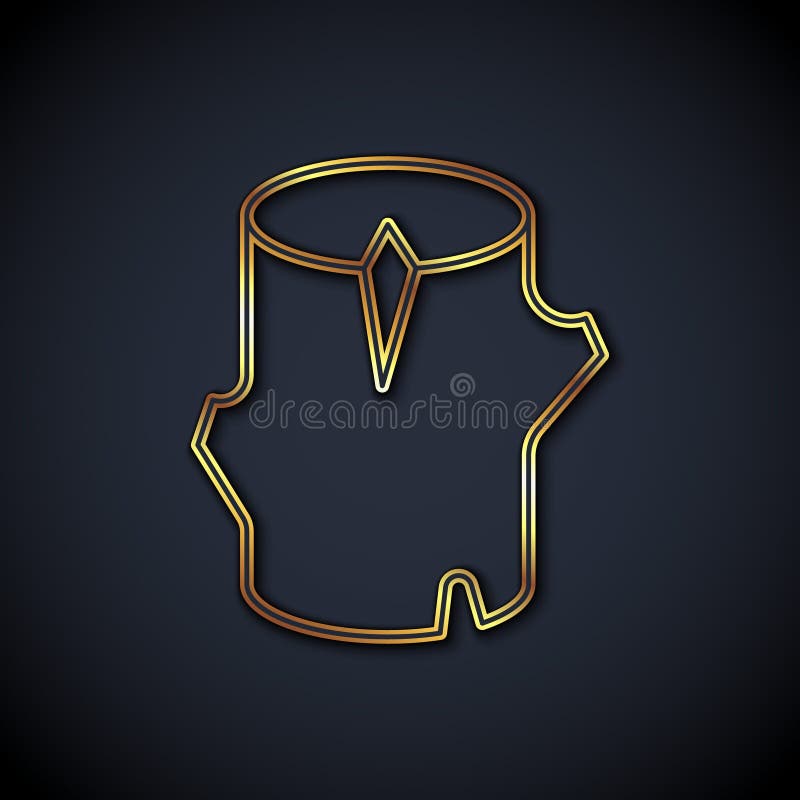 Gold Line Wooden Log Icon Isolated on Black Background. Stack of ...