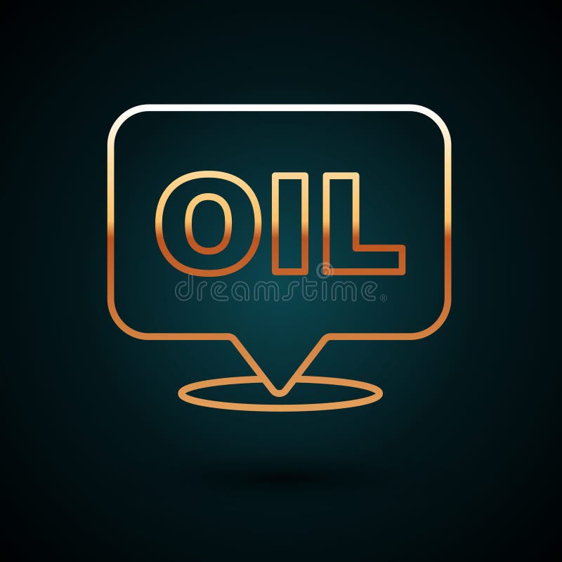 Gold Line Word Oil Icon Isolated on Dark Blue Background. Vector Stock ...