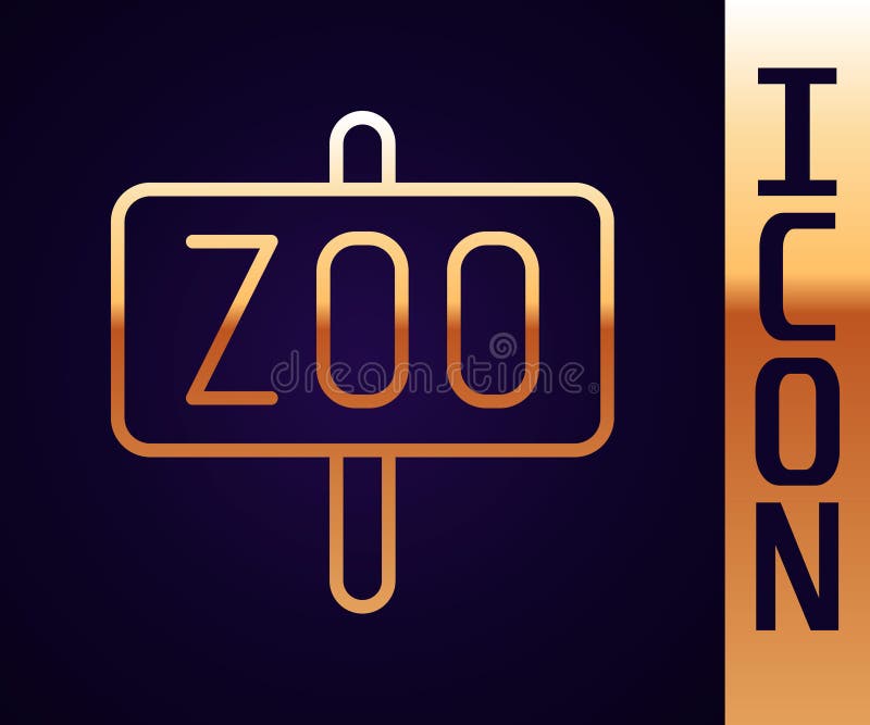 Gold Line Zoo Park Icon Isolated on Black Background. Vector Stock ...