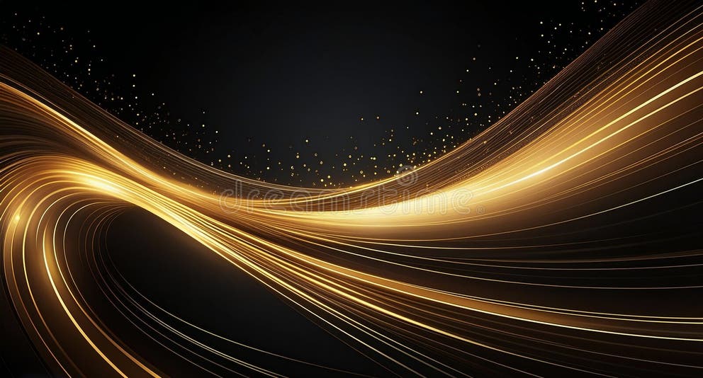 Gold Lines Shimmer on a Captivating Black Backdarop Stock Illustration ...