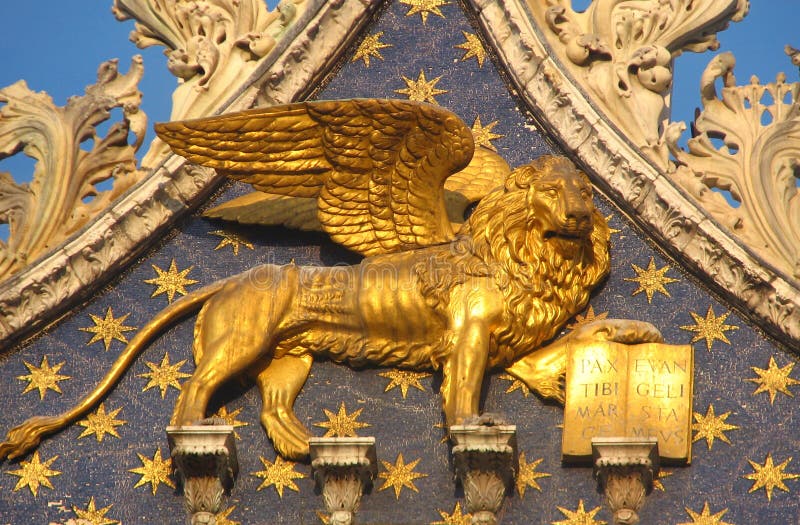 Gold Lion on St Mark S Basilica, Venice Stock Image - Image of gold ...