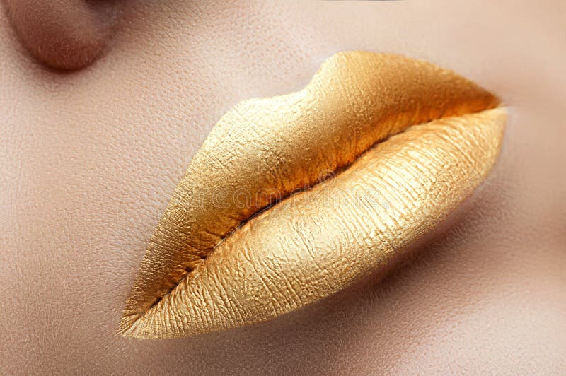 Gold lips stock photo. Image of creative, flavor, lipstick - 50075394