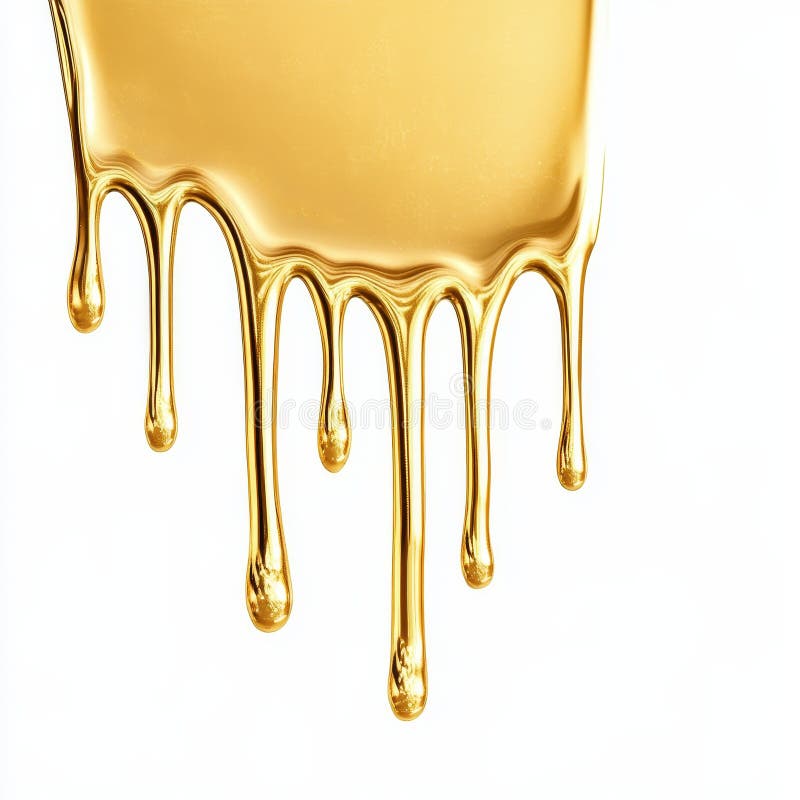 A Gold Liquid Drips Down a White Background Stock Illustration ...