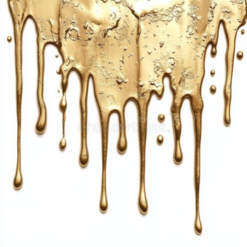 A Gold Liquid Drips Down a White Background Stock Illustration ...